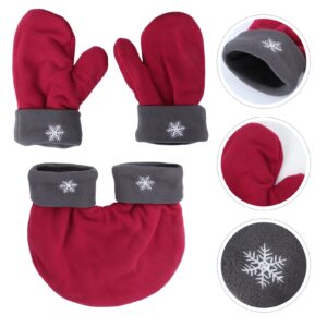 Couple Lovers Winter Thicken Warm Glove Sweethearts Christmas Couples Mittens 3pcs Gloves, Red, Medium