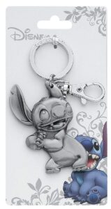 disney stitch pewter key ring silver, 3"