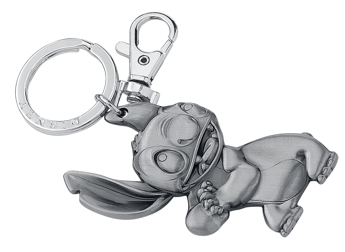 Disney Stitch Pewter Key Ring Silver, 3"