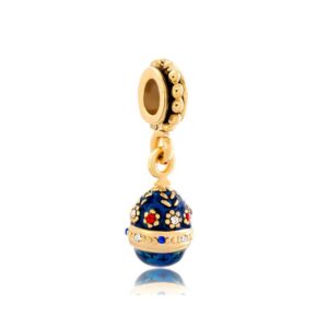 roy lopez blue golden faberge egg dangle bead charms for charm bracelets