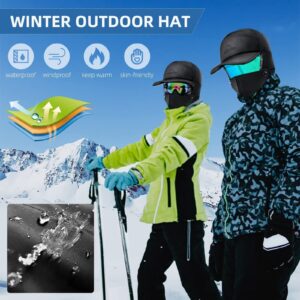 Winter Trapper Hats for Men Warm Trooper Hunting Hat with Ear Flaps Windproof Mask Ushanka Hat for Women in Color Black