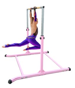 athletic bar expandable horizontal standard kip bar with free removable foam padded bar pad for training, gymnastics pink