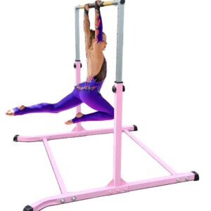 Athletic Bar Expandable Horizontal Standard Kip Bar with Free Removable Foam Padded Bar Pad for Training, Gymnastics Pink