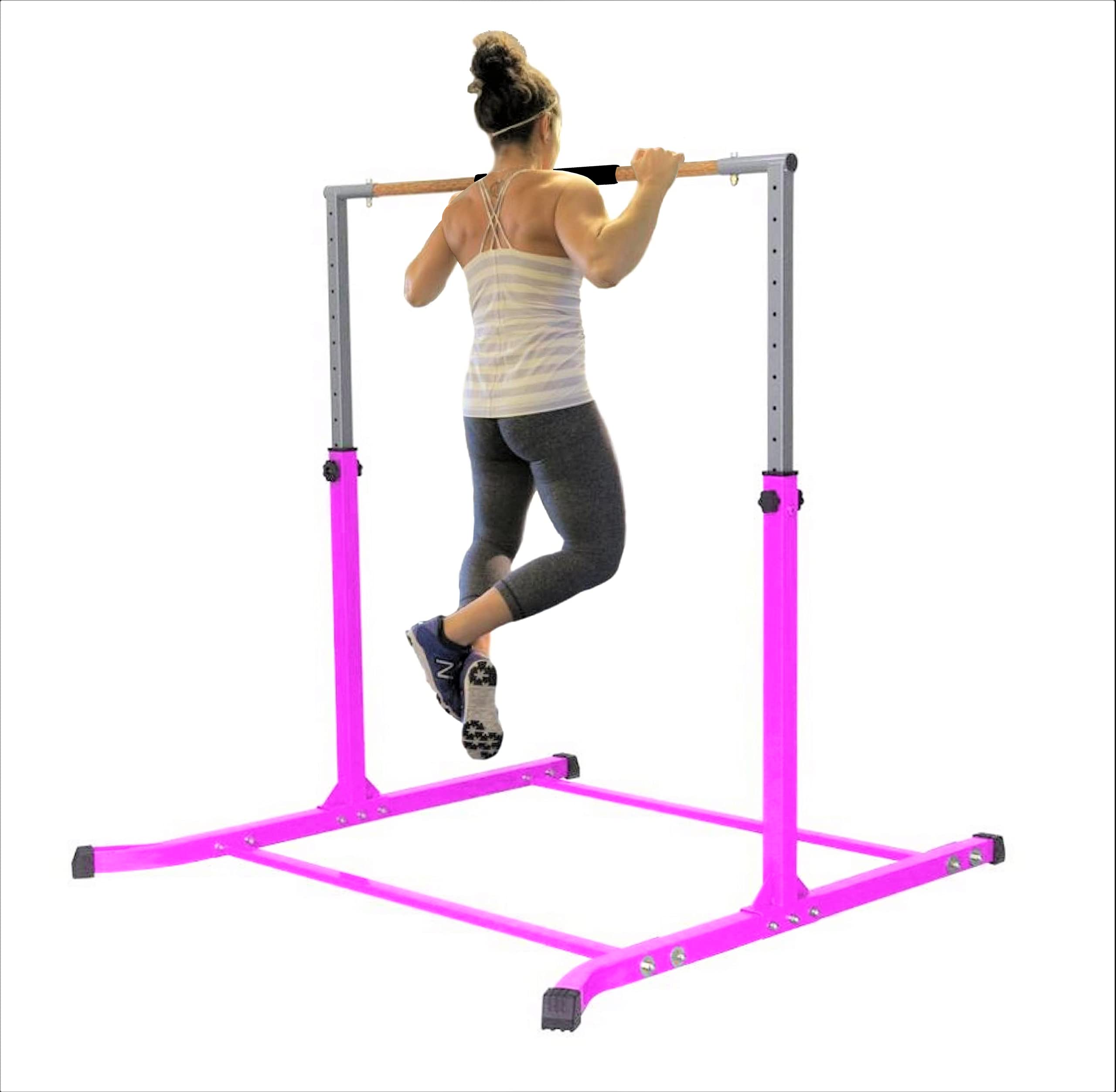 Athletic Bar Expandable Horizontal Standard Kip Bar with Free Removable Foam Padded Bar Pad for Training, Gymnastics Pink