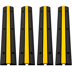 happybuy 4 pack of 1-channel rubber cable protector ramps heavy duty 18000lbs load capacity cable wire cord cover ramp speed bump driveway hose cable ramp protective cover