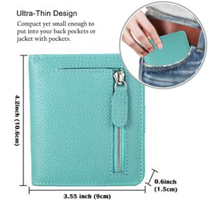 FUNTOR Small Wallets for Women, Ladies Small Compact Bifold Pocket RFID Blocking Genuine Leather Wallet for Women