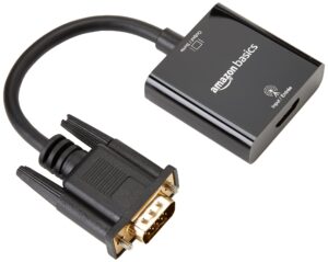 amazon basics gold-plated hdmi (female) to vga (male) adapter with 3.5mm audio port (only from hdmi to vga), black