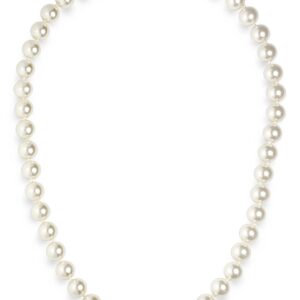 KEZEF Pearl Necklaces for Women - Simulated Faux Cream White Pearl Necklace 16" - Hand Knotted Strand - Pearl Size 8mm - Pearl Choker Necklace - Jewelry Gifts for Girls and Men