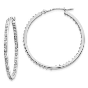 fb jewels solid 14k white gold diamond fascination round hinged hoop earrings