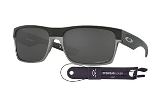 oakley twoface oo9189 918938 60m matte black/prizm black polarized square sunglasses for men+bundle accessory leash kit + bundle with designer iwear eyewear kit