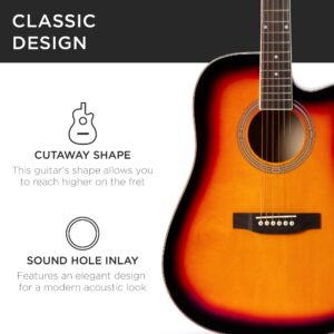 Best Choice Products 41in Beginner Acoustic Guitar Full Size All Wood Cutaway Guitar Starter Set Bundle with Case, Strap, Capo, Strings, Picks - Sunburst