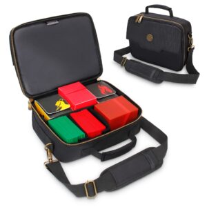 enhance mtg card travel bag with divider compartments, storage for pencils, dice and tokens - compatible with magic the gathering, card games against humanity and more