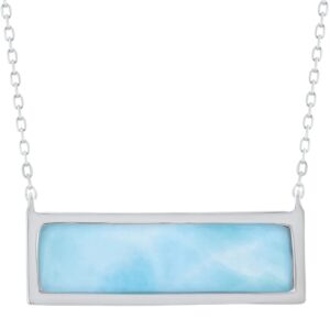 beaux bijoux sterling silver natural larimar bar necklace blue dainty necklace for women