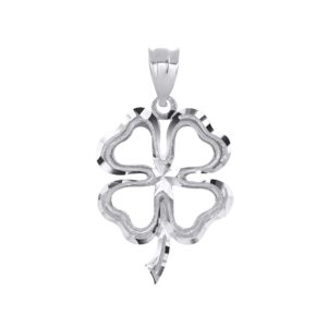 calirosejewelry 14k lucky charm four leaf clover shamrock irish pendant in white gold