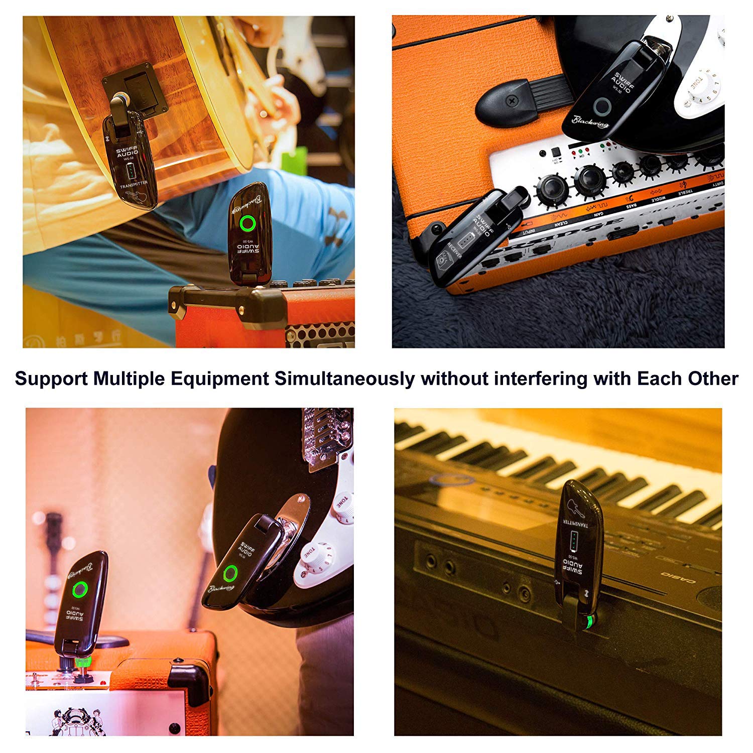 SWIFF High-Grade Electronic Guitar Wireless System Rechargeable Guitar Transmitter Receiver Support Multi Channels and Long Battery Life for All Electric Musical Instruments