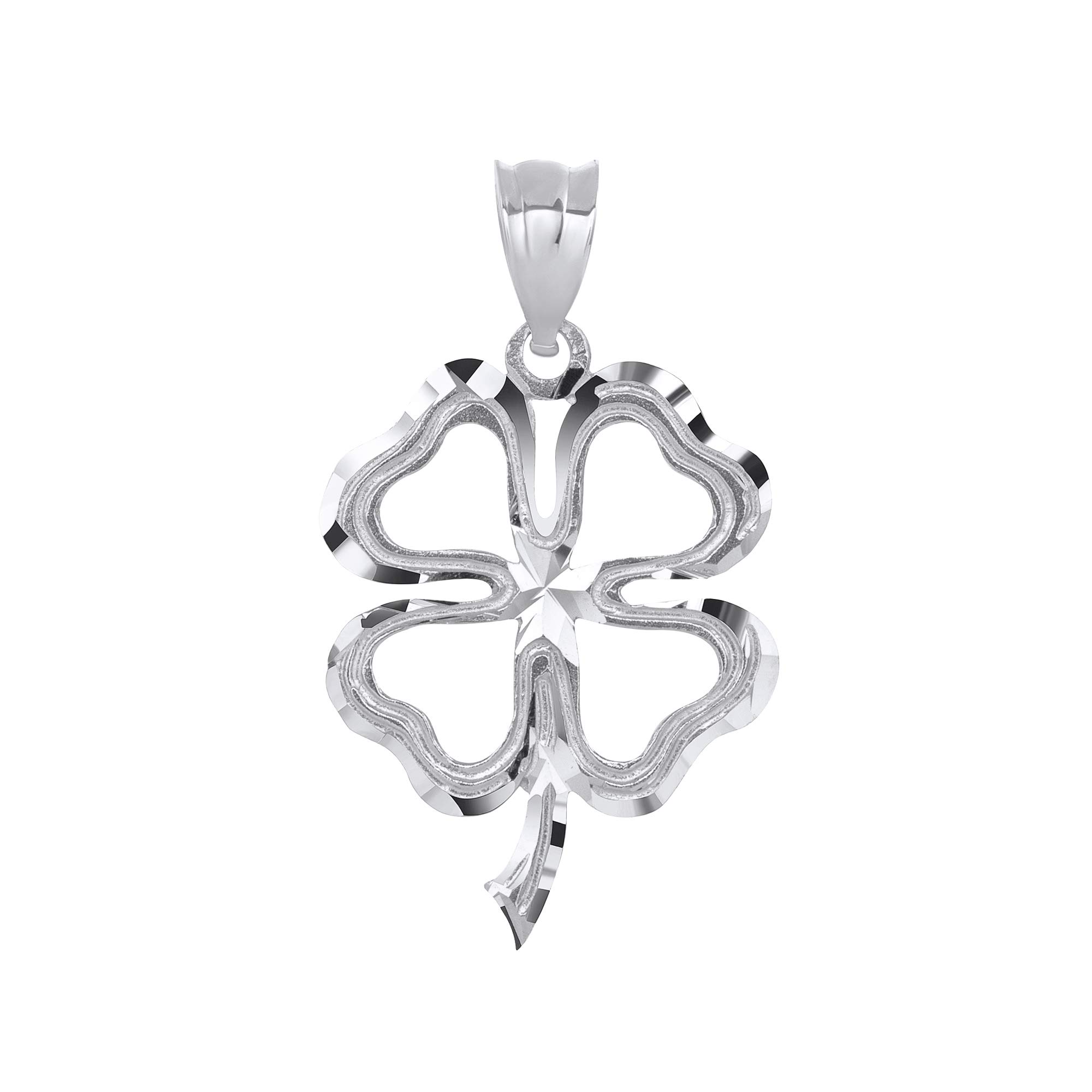 CaliRoseJewelry Sterling Silver Lucky Charm Four Leaf Clover Shamrock Irish Pendant