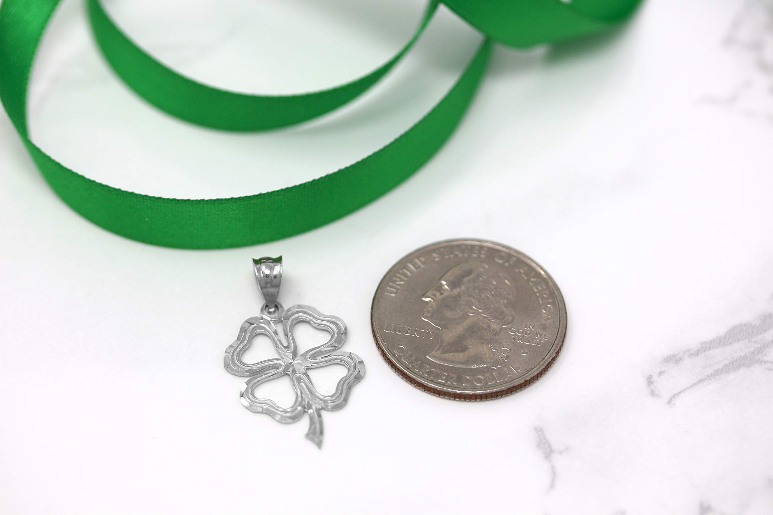 CaliRoseJewelry Sterling Silver Lucky Charm Four Leaf Clover Shamrock Irish Pendant