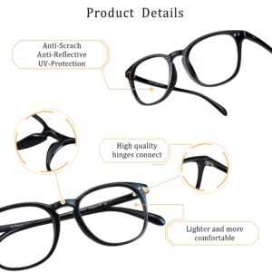 LifeArt Blue Light Blocking Glasses, Anti Eyestrain, Computer Reading Glasses, Gaming Glasses, TV Glasses for Women Men, Anti Glare (Black, No Magnification)