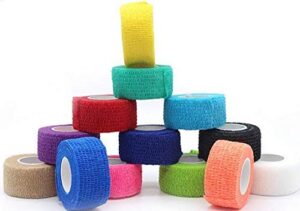 vndeful 6 rolls self-adherent tape pressure wrap bandage rolls stretch athletic strong elastic first aid tape for sports, wrist, ankle, 1inch x 5yards (color random)