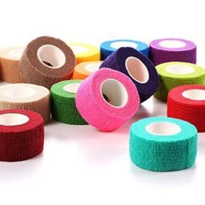 VNDEFUL 6 Rolls Self-Adherent Tape Pressure Wrap Bandage Rolls Stretch Athletic Strong Elastic First Aid Tape for Sports, Wrist, Ankle, 1Inch X 5Yards (Color Random)