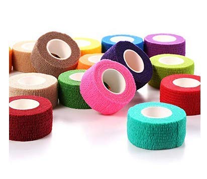 VNDEFUL 6 Rolls Self-Adherent Tape Pressure Wrap Bandage Rolls Stretch Athletic Strong Elastic First Aid Tape for Sports, Wrist, Ankle, 1Inch X 5Yards (Color Random)