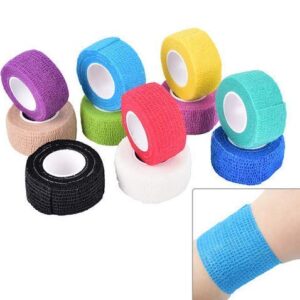 VNDEFUL 6 Rolls Self-Adherent Tape Pressure Wrap Bandage Rolls Stretch Athletic Strong Elastic First Aid Tape for Sports, Wrist, Ankle, 1Inch X 5Yards (Color Random)