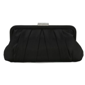 charming tailor classic pleated satin clutch bag diamante embellished formal handbag for wedding/prom/black-tie events (black)