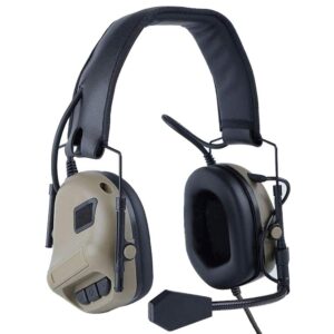 atairsoft tactical headset wargame hunting headphone without noise cancellation function (tan)