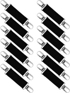 zhanmai 6 pairs dress clips elastic mitten clips stainless steel brooch clip for women mitten clips for adults(13 cm, black)