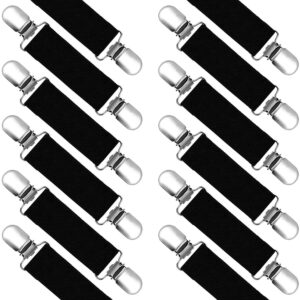 Zhanmai 6 Pairs Dress Clips Elastic Mitten Clips Stainless Steel Brooch Clip for Women Mitten Clips for Adults(13 cm, Black)