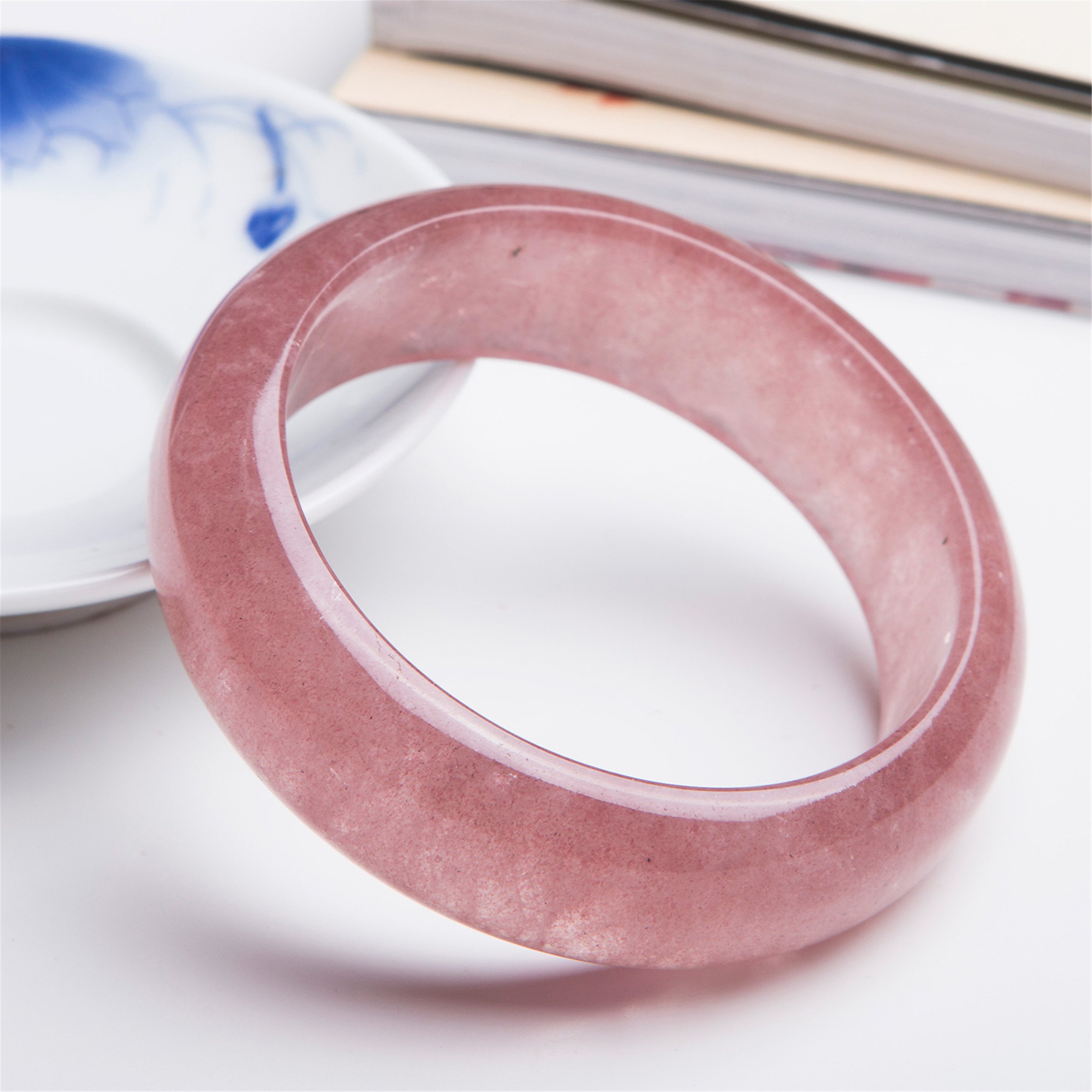 Genuine Jewelry Bracelet Natural Strawberry Quartz Crystal Gemstone Bangle Inner Diameter 57mm