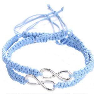 rullar 2pcs women men handmade infinity forever lovers friendship family braided couple cuff link strentch bracelets lightblue