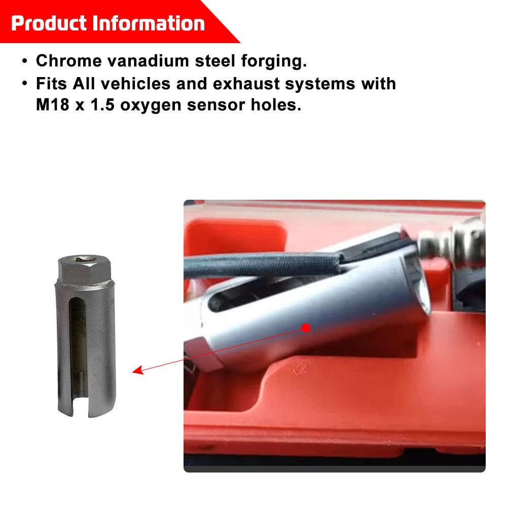 A ABIGAIL 5 PCS Automotive O2 Oxygen Sensor Socket Offset Wrench Remover Tool and Thread Chaser Tool