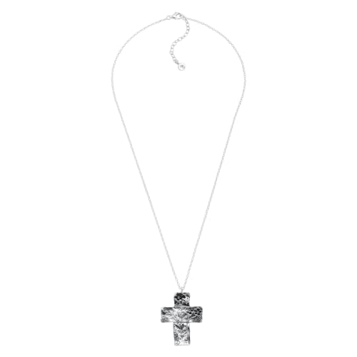 Silpada 'Dropmore' Floral Cross Pendant Necklace in Sterling Silver, 22" + 2"