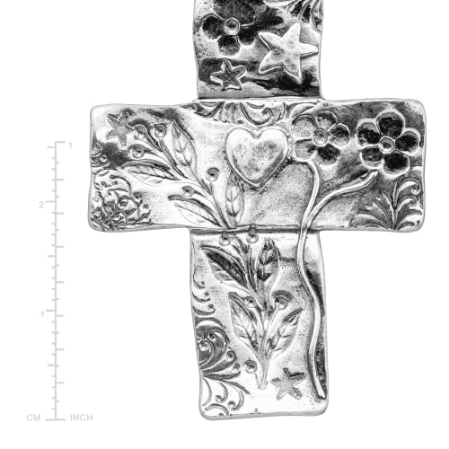 Silpada 'Dropmore' Floral Cross Pendant Necklace in Sterling Silver, 22" + 2"