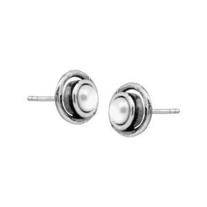 Silpada 'Lunula' 4.5-5 mm Freshwater Cultured Pearl Stud Earrings in Sterling Silver