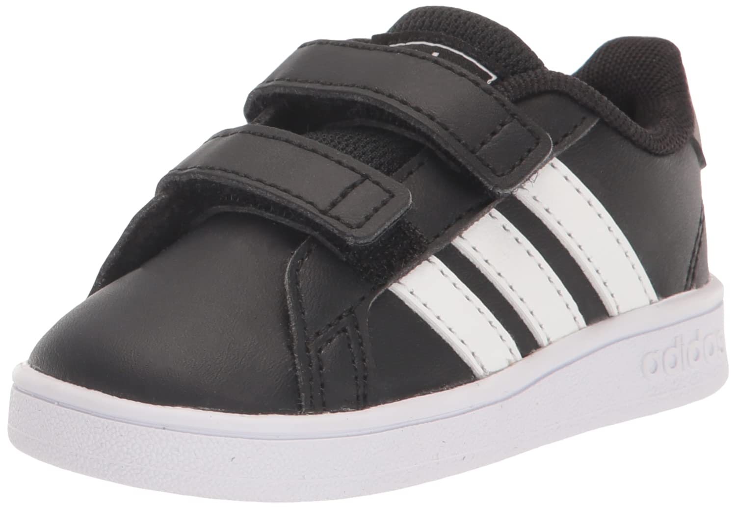 adidas unisex baby Grand Court Tennis Shoe, Black/White/White, 7.5 Toddler US