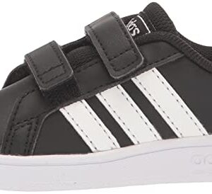 adidas unisex baby Grand Court Tennis Shoe, Black/White/White, 7.5 Toddler US