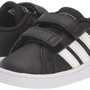 adidas unisex baby Grand Court Tennis Shoe, Black/White/White, 7.5 Toddler US