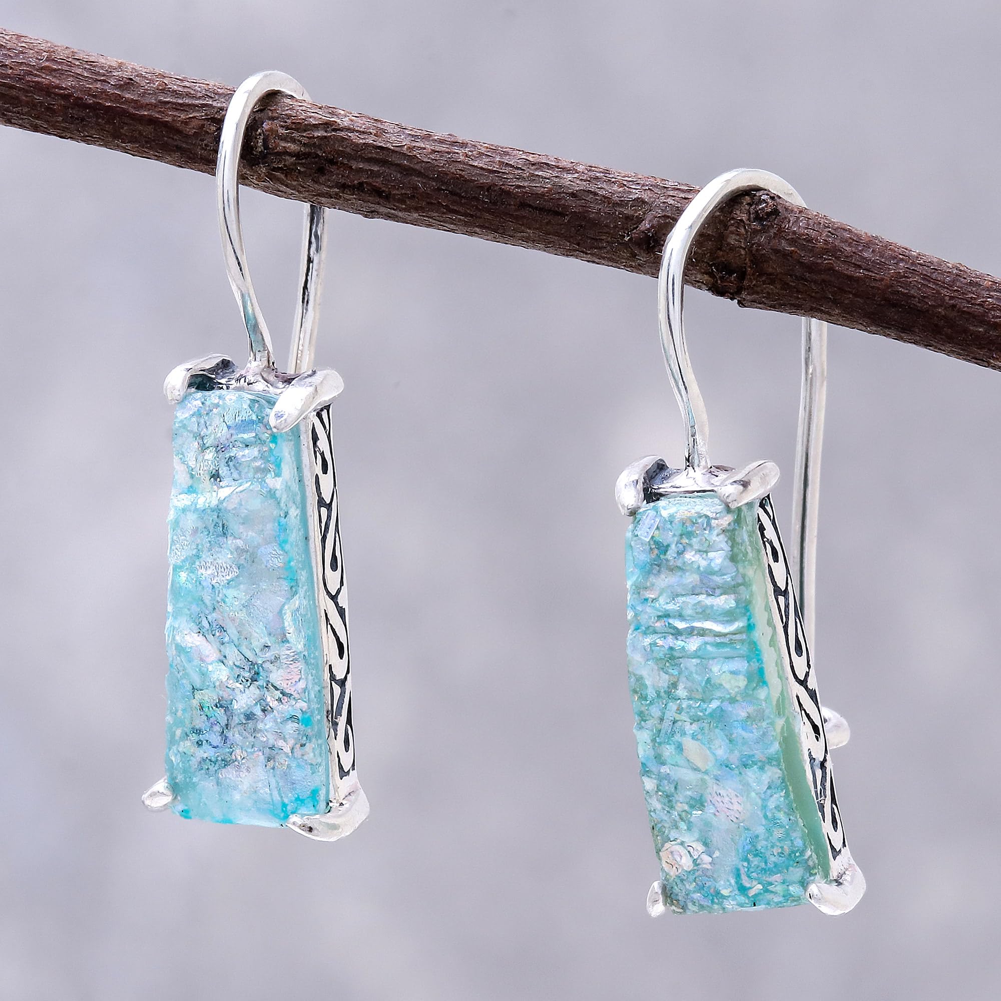 NOVICA Artisan Handmade Roman Glass Drop Earrings | Sterling Silver Glass Earrings | Solitaire Drop Earrings For Women | Authentic Murano Glass Drop Earrings | Thailand Earrings For Women