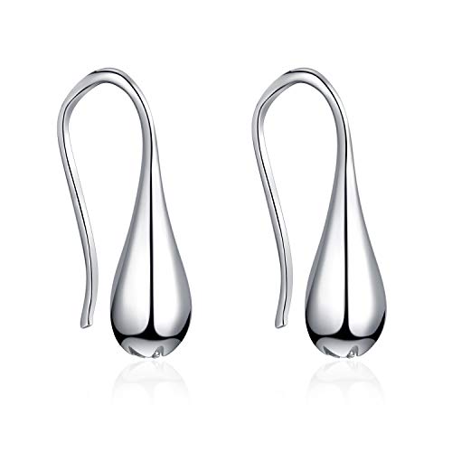 Teardrop Earrings for Women 925 Sterling Silver Small Hoop Drop Earrings Pull Through Dangle Earrings Jewelry Christmas Gifts for Mom Sister