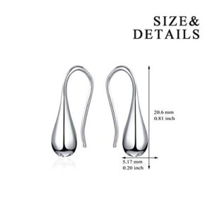 Teardrop Earrings for Women 925 Sterling Silver Small Hoop Drop Earrings Pull Through Dangle Earrings Jewelry Christmas Gifts for Mom Sister