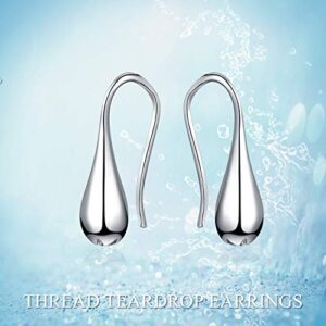 Teardrop Earrings for Women 925 Sterling Silver Small Hoop Drop Earrings Pull Through Dangle Earrings Jewelry Christmas Gifts for Mom Sister