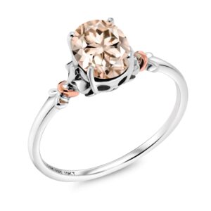 gem stone king 925 silver and 10k rose gold oval gemstone birthstone engagement ring | oval 7x5mm | wedding engagement anniversary solitaire promise ring for women