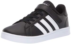 adidas unisex child grand court - kids tennis shoe, black/white/white, 10.5 little kid us