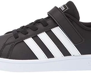 Adidas unisex child Grand Court - Kids Tennis Shoe, Black/White/White, 10.5 Little Kid US