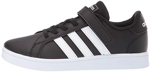 Adidas unisex child Grand Court - Kids Tennis Shoe, Black/White/White, 10.5 Little Kid US