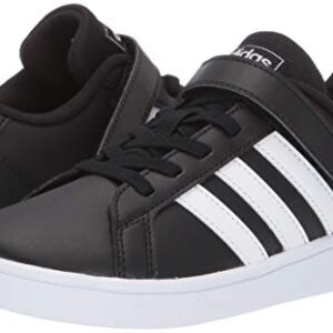 Adidas unisex child Grand Court - Kids Tennis Shoe, Black/White/White, 10.5 Little Kid US