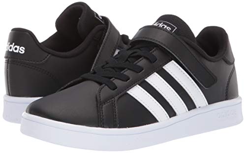 Adidas unisex child Grand Court - Kids Tennis Shoe, Black/White/White, 10.5 Little Kid US