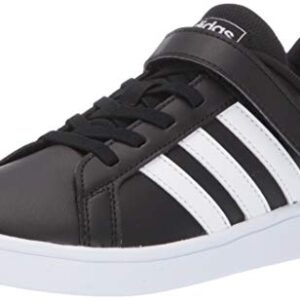 Adidas unisex child Grand Court - Kids Tennis Shoe, Black/White/White, 10.5 Little Kid US